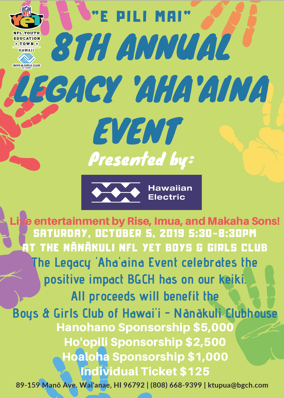8th Annual Legacy 'Aha'aina Event-10/5/2019 - Boys & Girls Club Of Hawaii